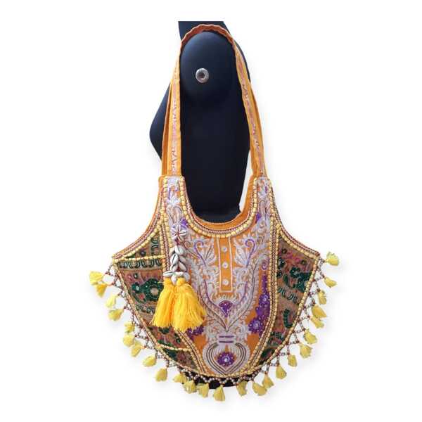 Embroidery Work With Mirror Handbag