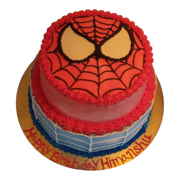 2 Tier Spider Man Theme Chocolate Cake