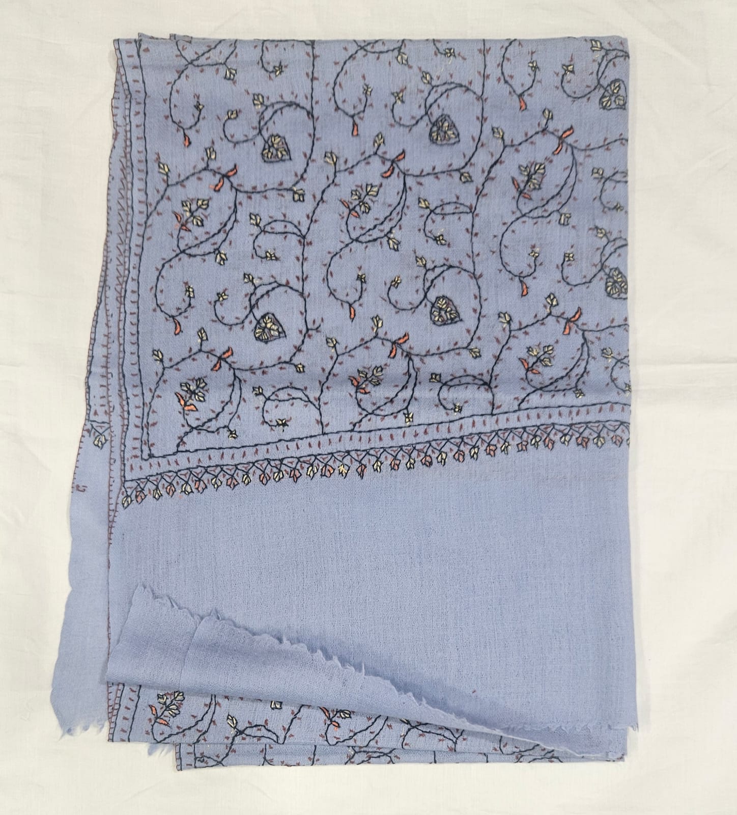 Semi Pashmina Shawl With Hand Embroidery