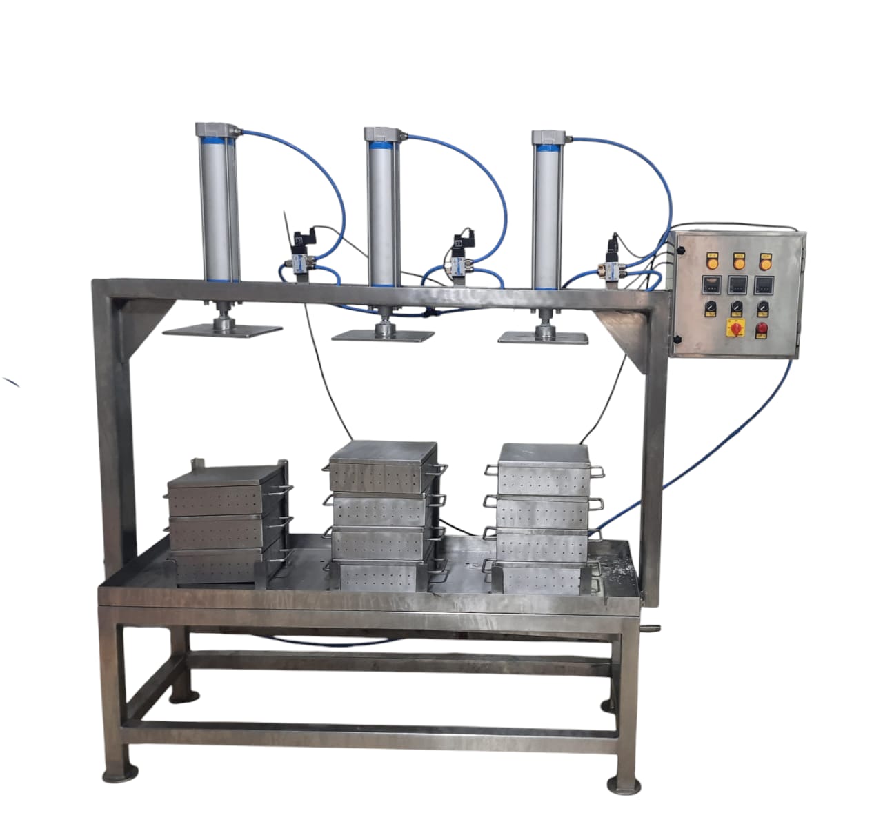 Three Head Pneumatic Paneer Press Machine